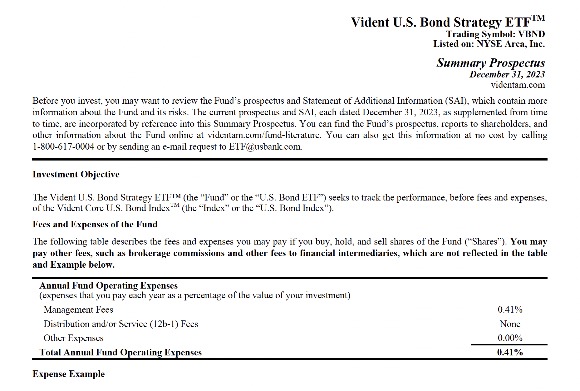 Summary Prospectus - Vident